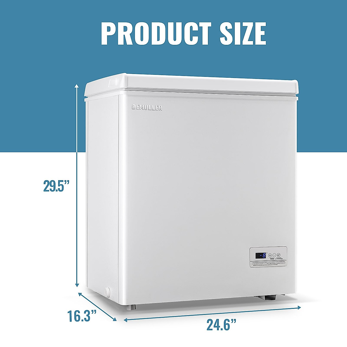 DEMULLER Chest Freezer with Electronic Control 41℉ to -15 ℉Deep Freezer 4.0Cubic Feet Freestanding Small Freezers with 2Removable Stainless Steel Basket Mini Freezer Top Open Door Compact Freezer