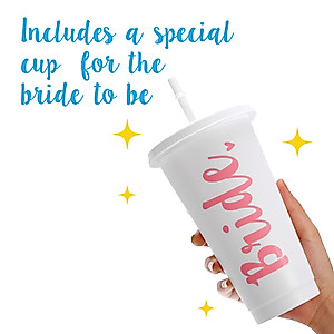 Bride & Babe Bachelorette Cups for Bachelorette Party [6 Pack] | Bachelorette Party Supplies | Bachelorette Party Cups | Bride Cup & Bridesmaids Cups | Bridal Party Cups | Bridesmaid Tumbler Set of 6