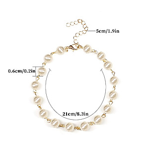Pearl Anklet Ankle Bracelets for Women Adjustable Beach Ankle Chain Bracelet Dainty Wedding Gold Chain Anklet Summer Anklets for Birthday Christmas Gift