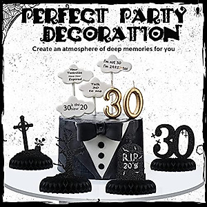 8 Pack Rip 20s Birthday Decorations 30th Birthday Party Decorations Death to My Twenties Honeycomb Centerpieces Gothic Table Centerpieces Black Glitter Funeral 30th Birthday Party Supplies Men Women