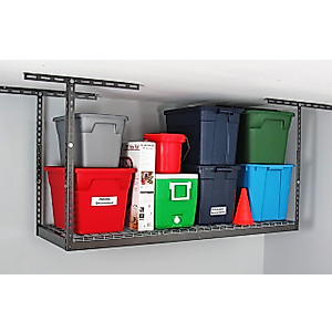 MonsterRax Overhead Garage Storage Rack 2 x 6 Ceiling Rack for Garage Shelving, Organization, & Storage, Adjustable Hanging Storage for Bikes, Equipment & Bins (Hammertone, 24"- 45" Ceiling Drop)