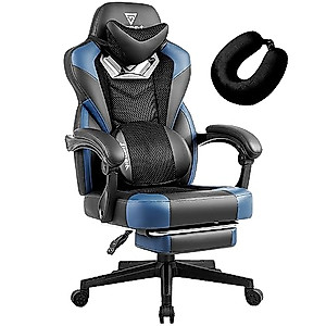 Vigosit Gaming Chair PRO- Gaming Chair with Footrest, Mesh Gaming Chair for Heavy People, Ergonomic Reclining Gamer Computer Chair for Adult, Big and Tall Office PC Chair Gaming (Black Blue)