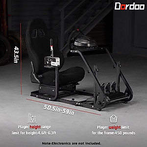 Dardoo G29 Racing Simulator Cockpit with Seat Fit for Logitech/Thrustmaster/Fanatec G25 G27 G923 T150,Steering Wheel Cockpit,Not Include Wheel, Pedal and Shifter