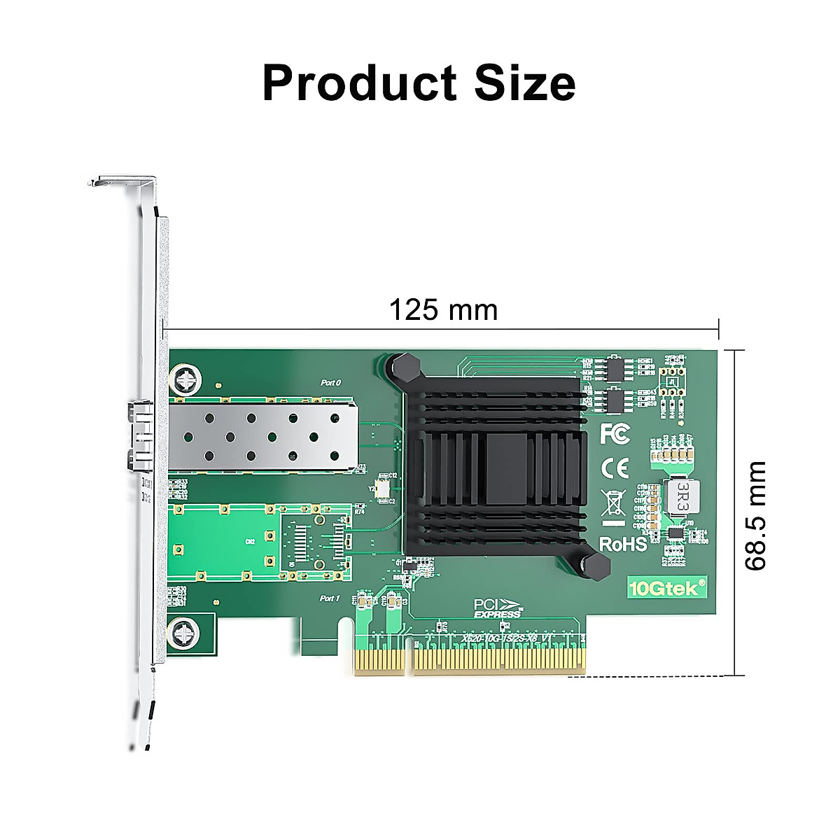 Alwong 10 Gigabit Network Card, with Intel 82599EN Controller, Single SFP+ Port, Ethernet LAN Adapter Support Windows Server/Linux/VMware, Equivalent to Intel X520-DA1 (Intel E10G42BTDA)