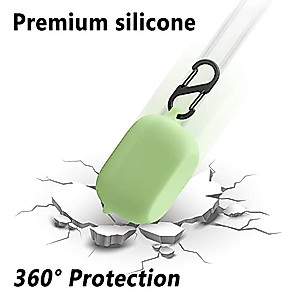 Geiomoo Silicone Case Compatible with JBL Vibe 100 TWS, Protective Cover with Carabiner (Luminous Green)