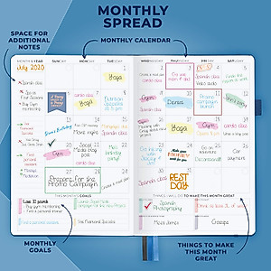 Clever Fox Planner Schedule – Undated Weekly & Monthly Life Planner with Time Slots, Appointment Book & Daily Organizer, A5 (Dark Blue)