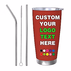 Personalized Coffee Tumblers with Photo Custom Text Logo Stainless Steel Tumblers, Coffee Travel Mug Cup Office Funny Cup Gifts for Dad Mom, Brown
