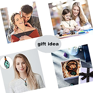 Harnico Crystal Holder Necklace with 3 pcs Polished Crystals, Empty Stone Holder Necklace Rope Necklace Cord for Crystals…