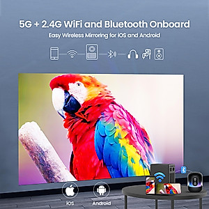 [Bluetooth & WIFI Projector] Pro Version Premium Projector HDR 5G AAXA L500 1080p Wireless Mirroring iPhone Android Streaming App Store, 10W Speakers, Mini Projector