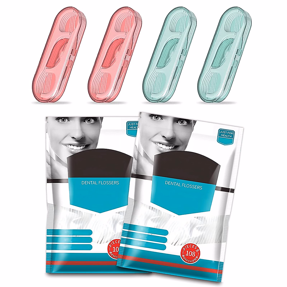 AOCEAN Dental Floss Picks - Travel Floss with Toothpicks - Professional Threader Flossers - Ideal for Family Hotel and High-Toughness Travel (216 Pcs)