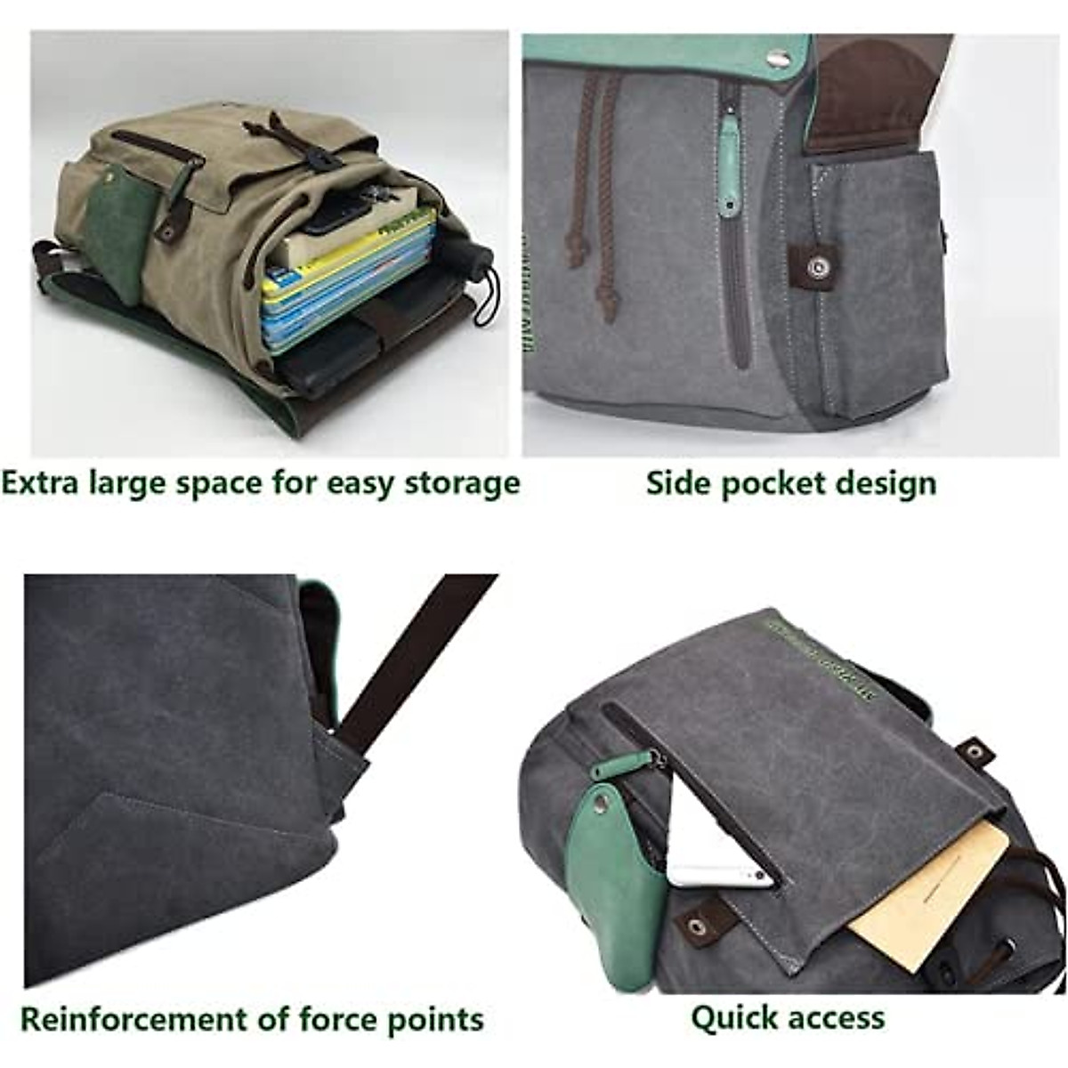 Anime Backpacks Canvas Shoulders bag 3D Print Back Pack for Anime Fans (Green)