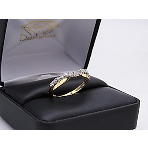 Dazzlingrock Collection 0.55 Carat (Cttw) Round White Diamond Contour Wedding Band for Women in 14K Yellow Gold, Size 8