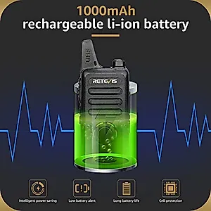 Retevis RT22S 2 Way Radios Rechargeable,Long Range Walkie Talkies with Earpiece and Mic Set,Channel Display,Signal Prompt,Handsfree Portable Two-Way Radio(6 Pack) with 6 Way Multi Gang Charger