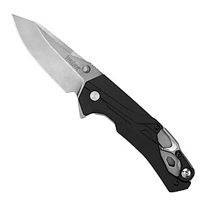 Kershaw Drivetrain Drop Point Pocket Knife, 3.2-in. Blade, SpeedSafe Opening, Frame Lock, Seatbelt Cutter (8655) , Black