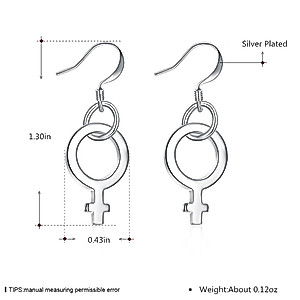 Feminist Silver Earrings for Women Fashion Female Symbol Creative Dangle Hypoallergenic Earrings for Girls