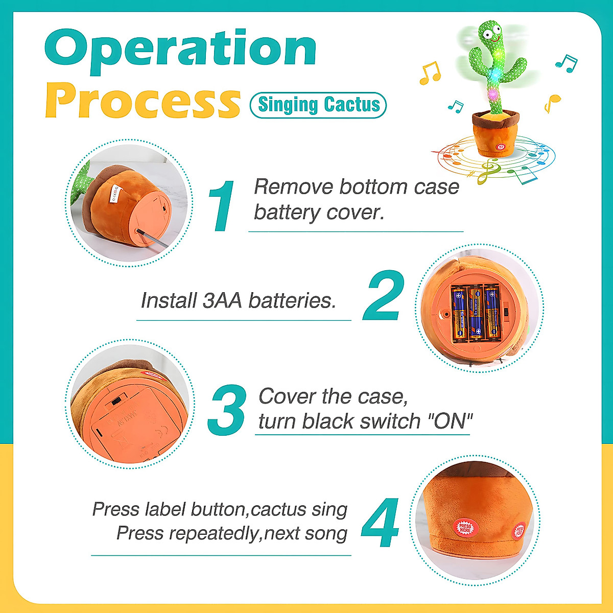 Baby Toys Dancing Talking Cactus for Boys Girls,Dancing Singing Talking Recording Mimic Repeating What You Say Cactus Toy with 120 English Songs Electronic Light Up Plush Cactus Give for Kids Gifts