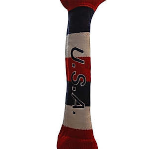 USA Majek Golf Driver 1 3 5 7 9 X Fairway Woods Headcovers Pom Pom Knit Limited Edition Vintage Classic Traditional Flag Stars Red White Blue Stripes Retro Head Cover Fits 460cc Driver and 260cc Woods