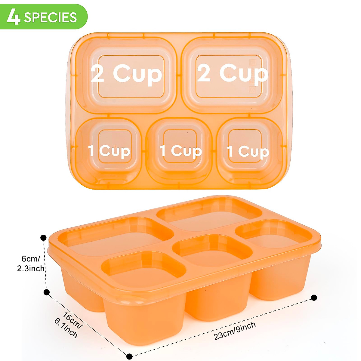 Lunbxx Bento Lunch Boxes - Reusable 5-Compartment Food Lunchables Containers, Snack Boxes For Adults Container for School, Work, and Travel, Set of 4 (Pastels)