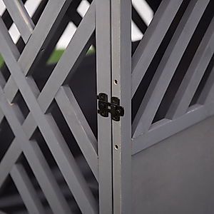 PawHut Furniture Style Wood Dog Crate End Table Decorative Dog Cage Kennel Lattice Night Stand with Lockable Door, Grey