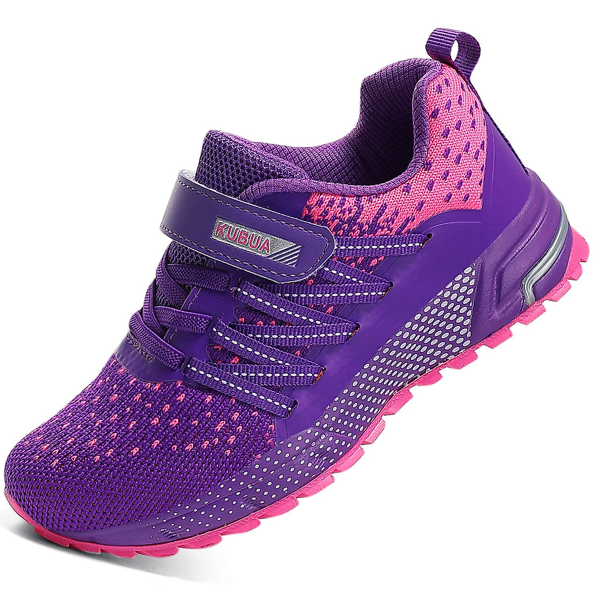 KUBUA Kids Sneakers for Boys Girls Running Tennis Shoes Lightweight Breathable Sport Athletic Purple B Big Kid Size 2