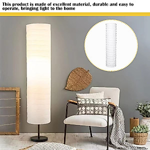 ANRONCH Rice Paper Floor Lamp Shade, Paper Floor Lampshade Light Accessories Paper Lamps Classic Modern Paper Floor Light Bulb Cage Guard for Bedroom Living Room