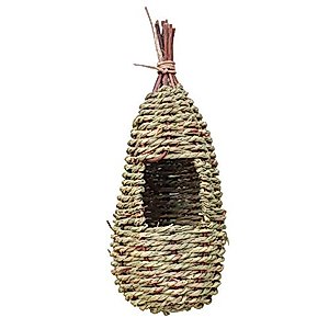 NC Hand-Woven Pet Bird Nest Hut Cage Feeder Parrot Parakeet Toy House Natural Outdoor