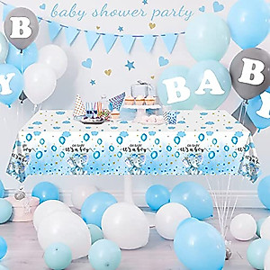 6 Pack Elephant Baby Shower Tablecloth Decorations, Elephant Baby Shower Decorations, Plastic Tablecloth Table Cover Backdrop for Baby Boy Girl Gender Baby Shower Party Supplies, 54 x 108 Inch, Blue