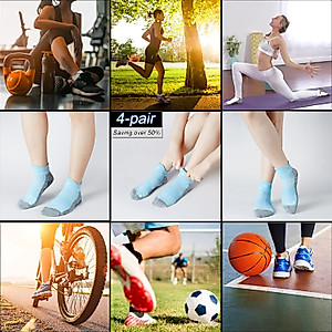 GOGOGOAL Anti-slip Ankle Sock Men Women Elder Hospital Non-slip Slipper Sock Tape Athletic Trainning Sock for Yoga Soccer Gym cycling Light Blue L 4P
