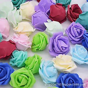 Lightingsky 300pcs 1.7 inch Real Touch Artificial Rose Head, DIY 3D Artificial Flowers for Wedding Bouquets, Room Decoration (White)
