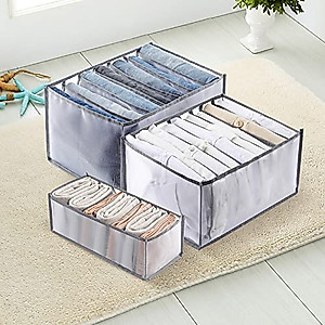 3 Pack Foldable Closet Drawer Organizer 7 Grids 9 Grids Washable Wardrobe Clothes Organizer Drawer Clothes Dividers Jeans T-shirt Legging Shirt Drawer Dividers Organizers