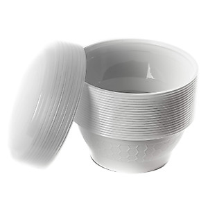 EcoQuality Meal Prep Containers [300 Pack] White Round Bowls with Lids, Food Storage Bento Box, Microwavable,Premium,Stir Fry | Lunch Boxes | BPA Free | Freezer/Dishwasher Safe | Disposable (40 oz)