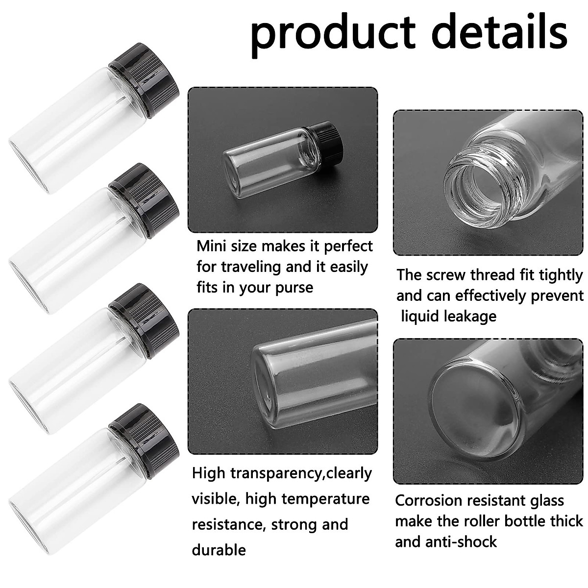Newzoll Clear Liquid Sampling Sample Vials Glass Bottles Vials Screwcap Capacity 5ml (1/6 Oz) Pack of 20