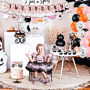 Girls Halloween 2nd Birthday Party Decor, Halloween Two Spooky Banner Cute Ghost Cake Topper Balloons for Halloween Theme Little Boo Second Birthday Happy Boo Day Boo Im Two Baby Shower Party Supplies