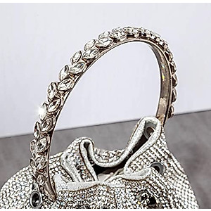 YABINA Fashion Women Luxury Crystal Evening Clutch Bag for Prom Cocktail Party Wedding Engagement Crossbody Chain Bag (A-Sliver)