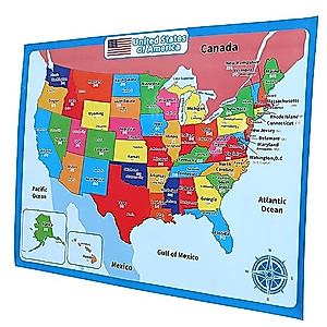2 Sheets United States map poster US map supplies playroom decor supply accessories accessory supply Cartoon flip chart synthetic paper Operitacx