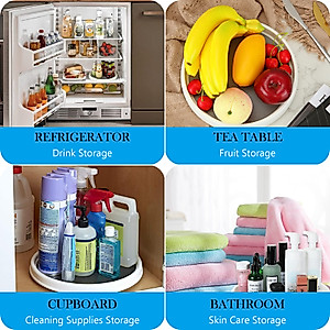 FVIEXE 3PCS Non-Skid Cabinet Lazy Susan Turntable 10 Inch, 360 Degree Rotating Kitchen Spice Rack Spinning Lazy Susan Turntable Organizer, Pantry Countertop Vanity Bathroom Display Stand White / Gray