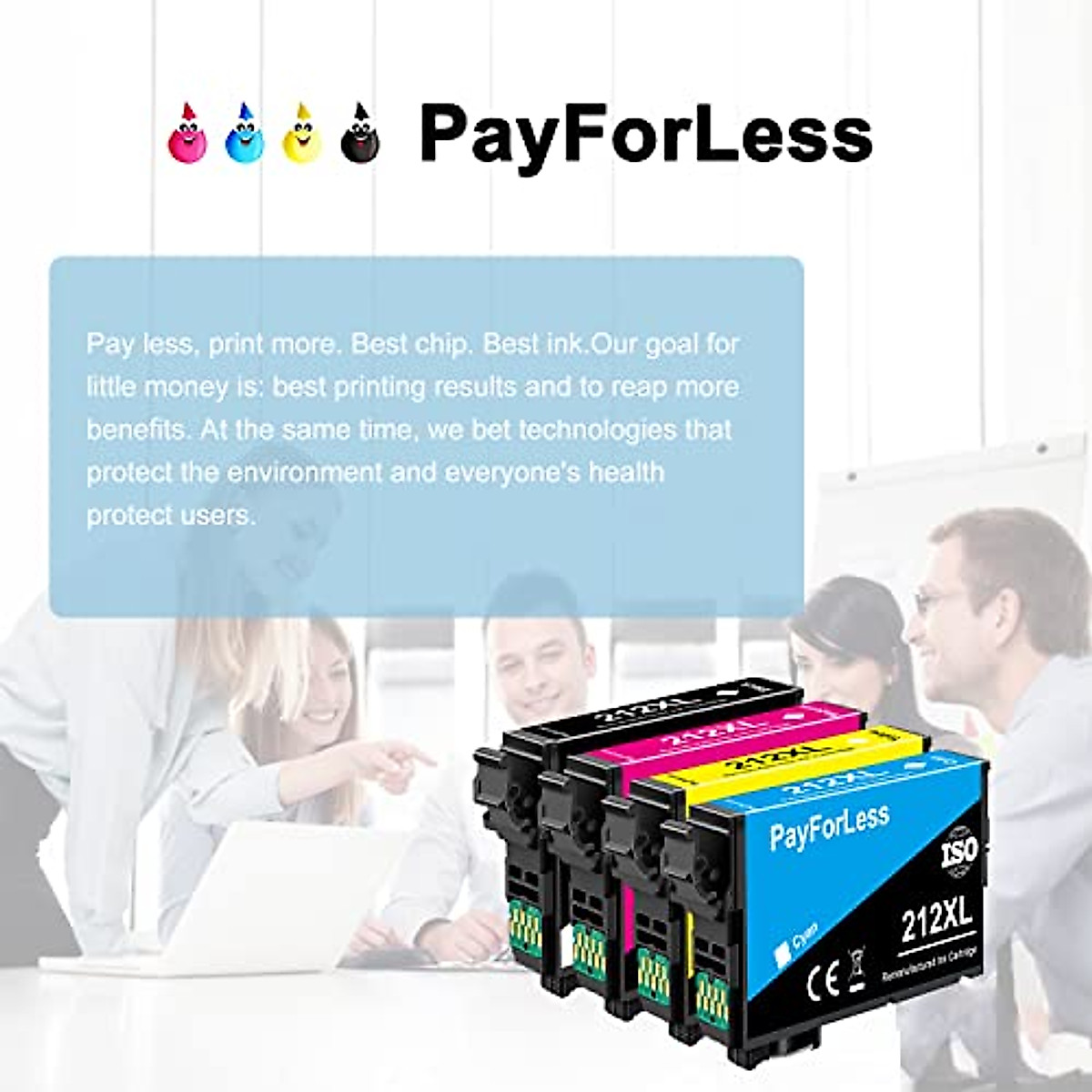 PayForLess Remanufactured 212XL Ink Cartridge for Epson 212XL T212XL 212 XL for Expression Home Epson XP-4100 Epson XP-4105 Workforce WF-2830 WF-2850 Printer 5pack(2 Black Cyan Magenta Yellow)