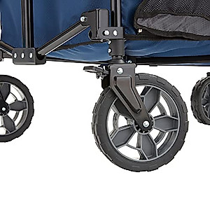 Gorilla Carts 7 Cubic Feet Foldable Collapsible Durable All Terrain Utility Pull Beach Wagon with Oversized Bed and Built in Cup Holders, Blue