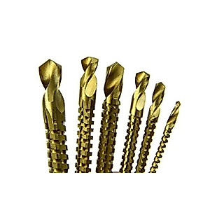 Driak 6pcs HSS Titanium Plated Drill Bit Woodworking Metal Cutting Saw Drill Bit Set 3-8MM