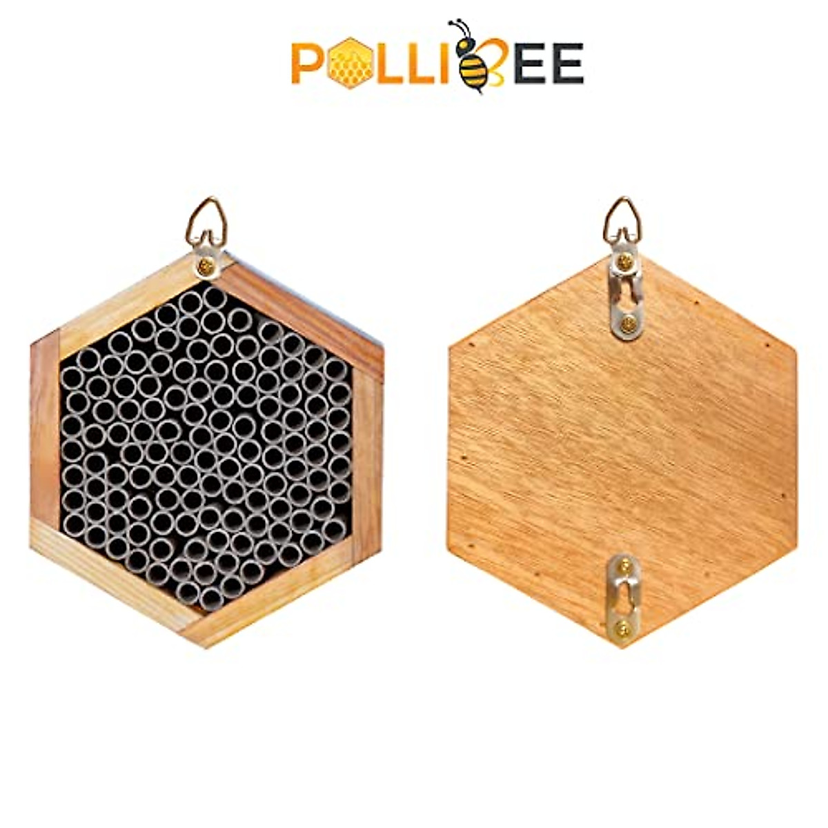 Mason Bee House - Handmade Natural Wooden Bee Hive Coated with Wax for Water-Proof and Long Service Life - Attracts Peaceful Bee Pollinators to Your Garden,Carpenter Bee Houses for Garden