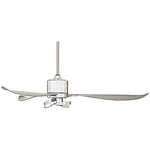 Possini Euro Design 56" Vengeance Modern 3 Blade Indoor Ceiling Fan with LED Light Remote Control Chrome Silver White Diffuser for Living Kitchen House Bedroom Family Dining Home Office Kids Room