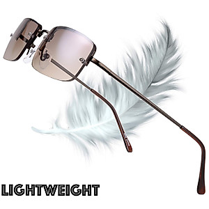 The Fresh Minimalist Small Rectangular Sunglasses Clear Eyewear Spring Hinge - Gift Box Package (202-Copper, Gradient Brown, 51)