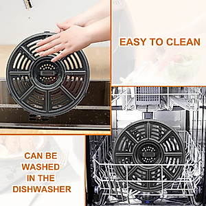 HEISENLIN Air Fryer Replacement Parts Crisper Plate for Ninja Air Fryers Foodi, 8.2 inch 4QT Premium Round air Fryer Tray Grill Pan Plate Accessories with Rubber Feet for Ninja, Dishwasher Safe