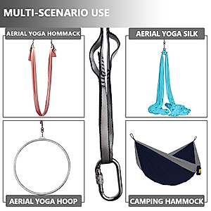 PRIOR FITNESS Yoga Straps Aerial Hammock Accessory Set, 2pcs Daisy Chain + 2pcs Carabiner, Aerial Silk Hardware with Daisy Chain Carabiner for Yoga Swing Pilates