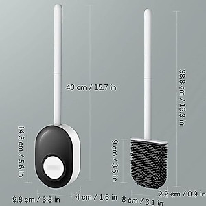 Silicone Toilet Bowl Brush with Extended Handle Toilet Brush Stylish Wall Mount Toilet Cleaner Brush with Vent Holder Set