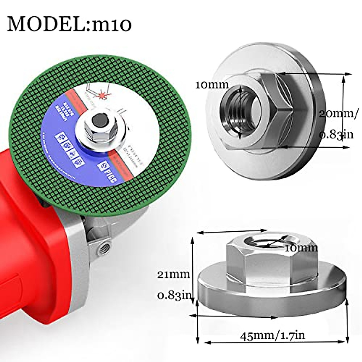 Metal Grinder Nuts M10 Angle Grinder Hexagon Angle Grinder Nuts Stainless Steel Polishing Angle Grinder Machine Flange Nut Accessories Parts for 100 Type Angle Grinder