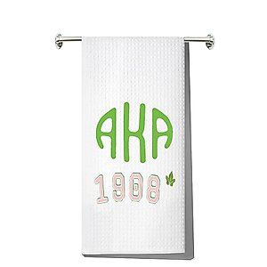 LEVLO Sorority Kitchen Towel Sorority Sisters Gift Pink and Green Sorority Tea Towels Sorority Housewarming Gift (A K Sorority Towel)