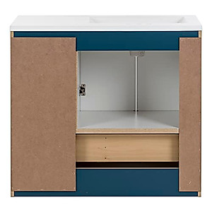 Spring Mill Cabinets Emlyn Bathroom Vanity with Sink, 18.75"D x 36.25"W x 32.89"H, Admiral Blue