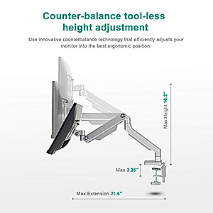 EleTab Single Monitor Desk Mount - Height Adjustable Single Monitor Stand Articulating Full Motion Swivel VESA Arm Fits for Computer Screen 17 to 32 inches, Hold up to 17.6 lbs