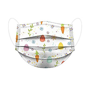 Leutsin 50PC Easter Face Masks Disposable for Adult Happy Easter Paper Holiday Mask with Rabbit Designs for Women Men (Bunny #04)